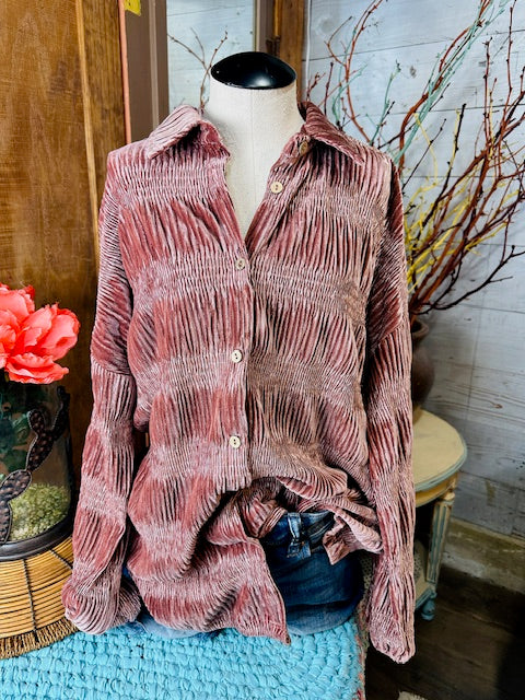 Tiered Gather Smocked Velvet Top – River Ruby Boutique