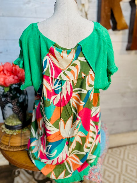 Green Floral Summer Blouse – River Ruby Boutique