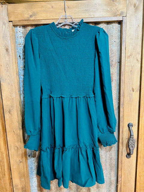 Smocked Ruffle Tiered Dress with Button Keyhole – River Ruby Boutique