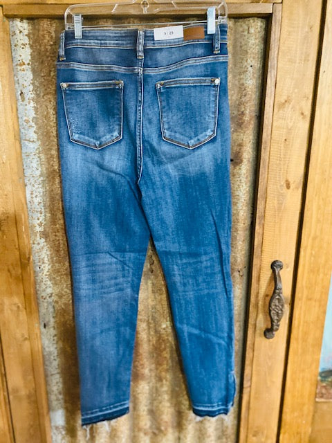 High Rise Skinny Jean with Released Hem and Side Slit – River Ruby Boutique