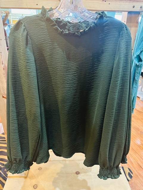 Olive High Collar Blouse – River Ruby Boutique