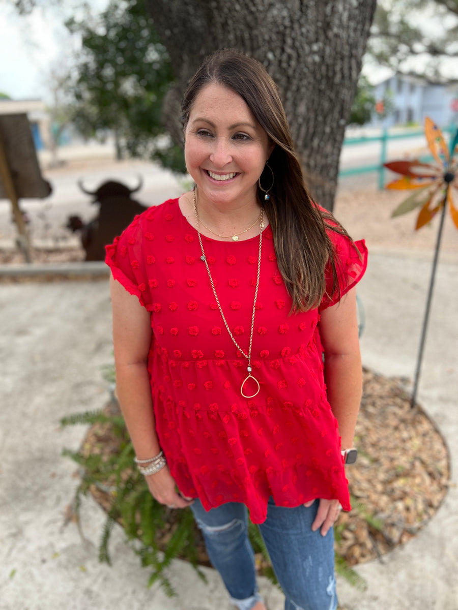 Red Dot Tiered Top – River Ruby Boutique